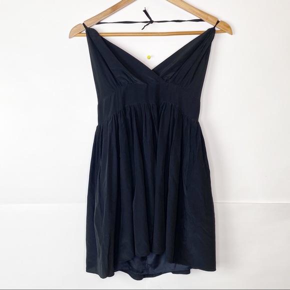 Aaron Ashe | Dresses | Euc Aaron Ashe Black Silk Halter Pocket Mini ...